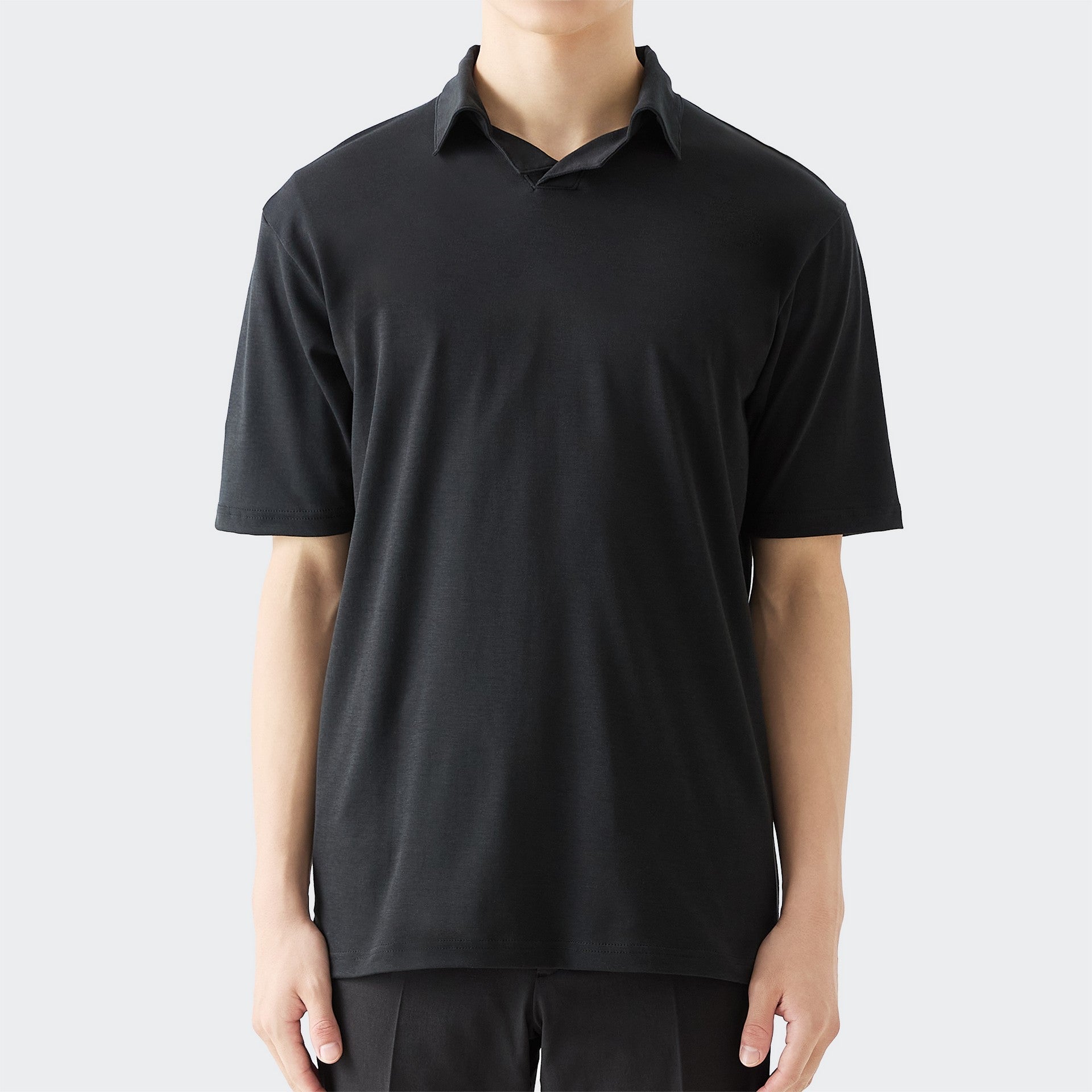 MENS ベーシック 半袖 ポロシャツ BLACK | 高級無地Tシャツ専門店 | EIJI 1926（エイジ）」