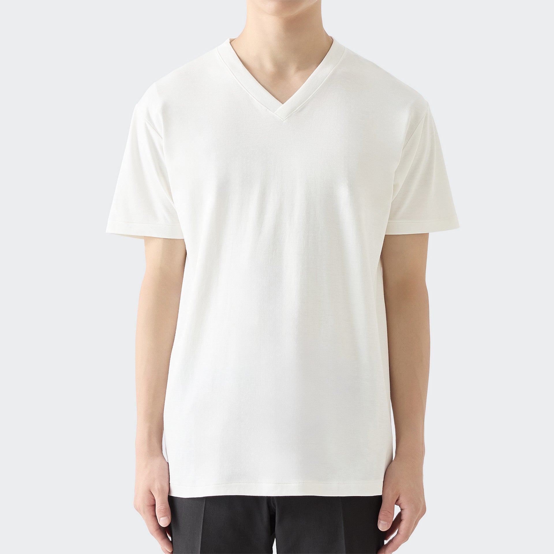 MENS ベーシック 半袖 VネックTシャツ WHITE | 高級無地Tシャツ専門店 | EIJI 1926（エイジ）」