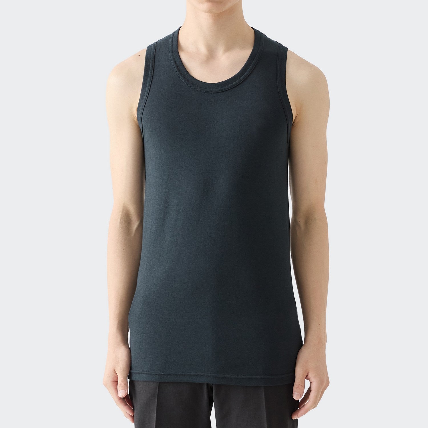 MENS リブ タンクトップ BLACK | 高級無地Tシャツ専門店 | EIJI 1926（エイジ）」