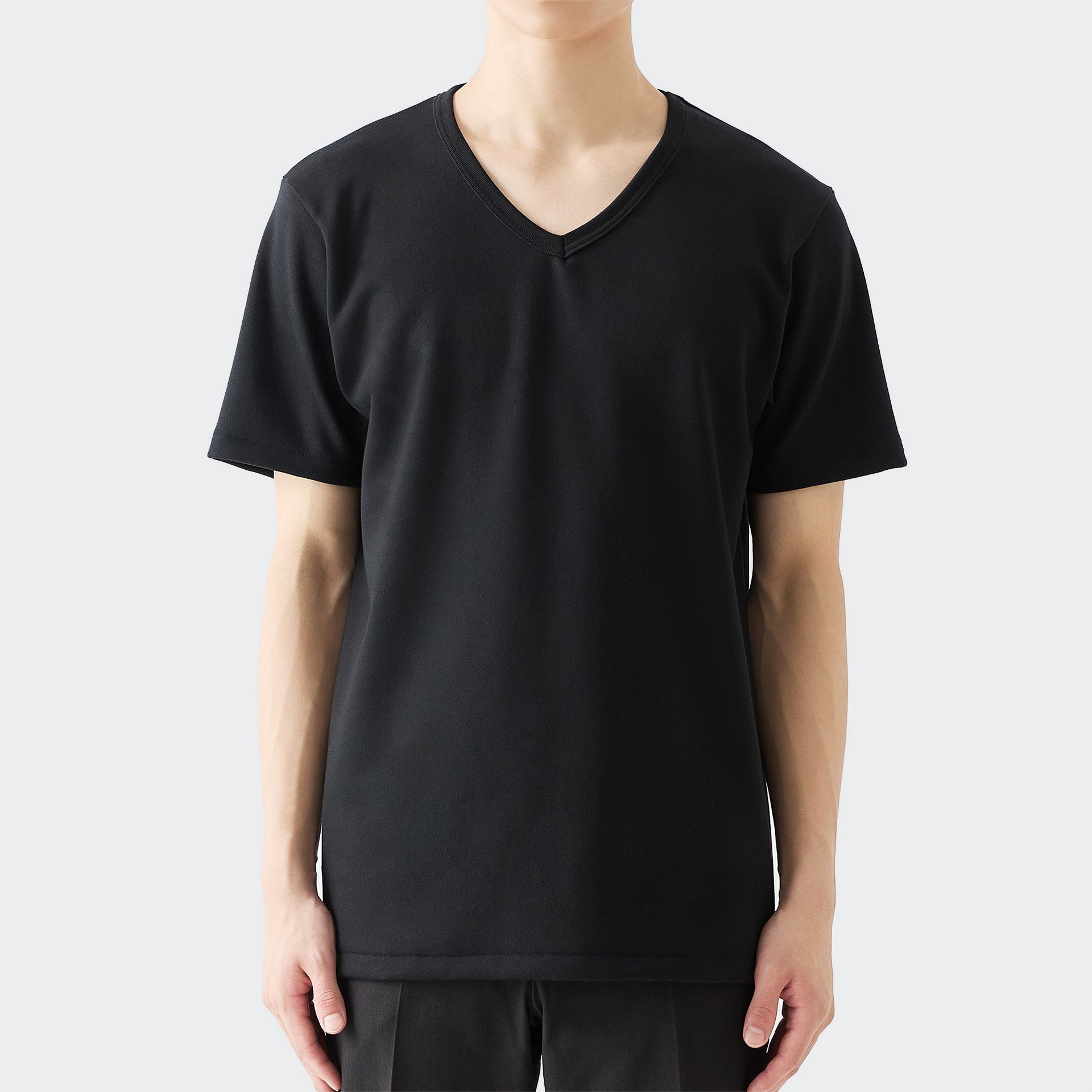 MENS ヘビー 半袖 VネックTシャツ BLACK | 高級無地Tシャツ専門店 | EIJI 1926（エイジ）」